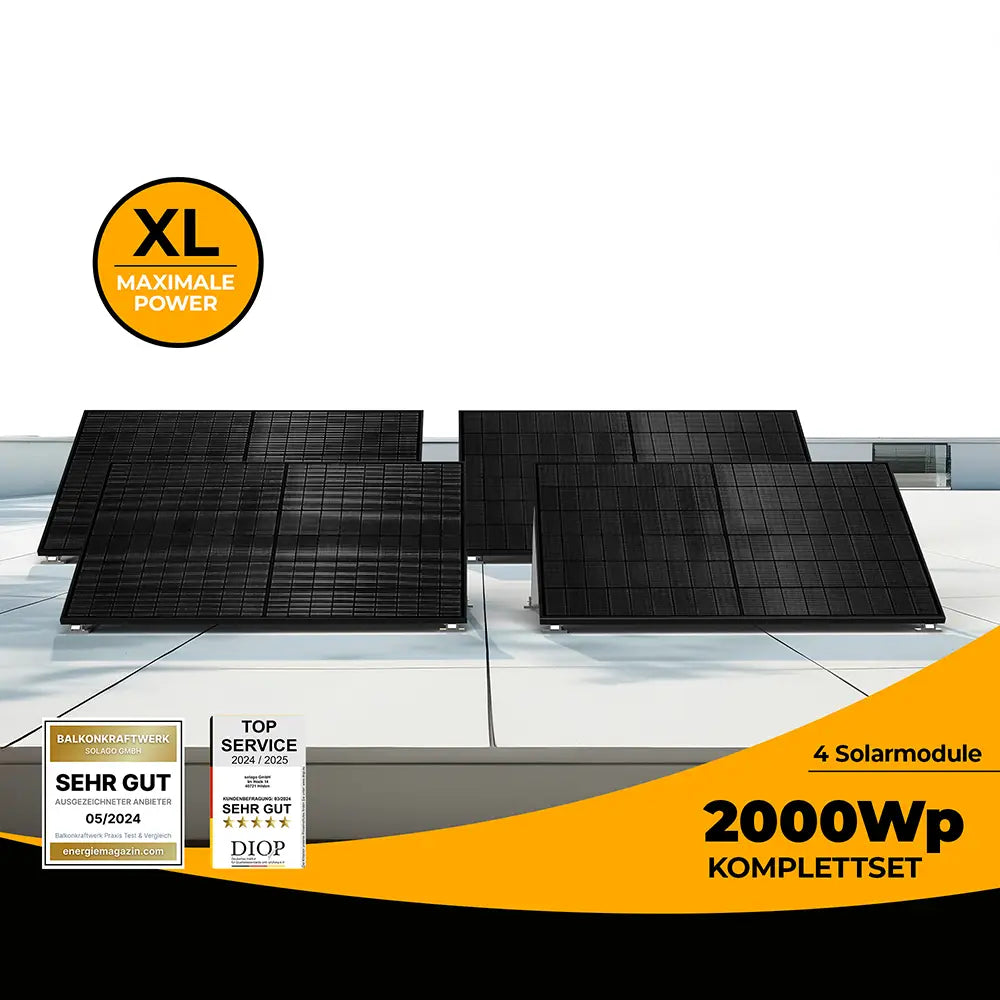 Balkonkraftwerk 2000 Watt Komplettset Glas Folie Ohne Halterung Ohne Speicher